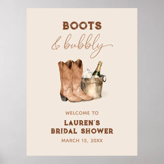 Watercolor Western Cowgirl Shower Welcome Sign | Zazzle