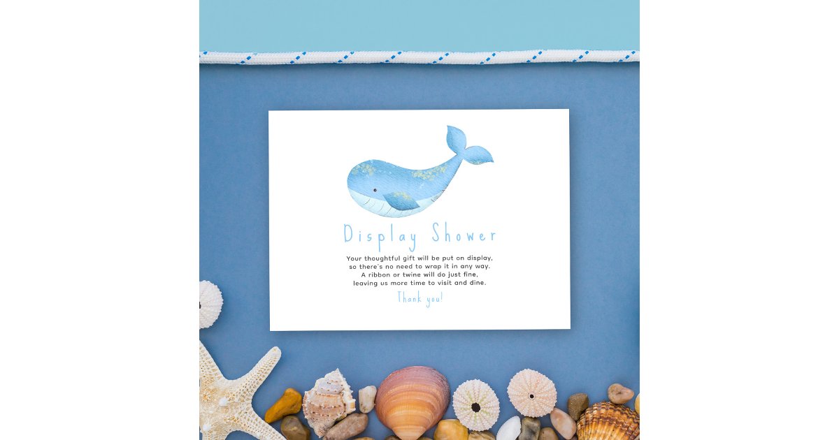 Watercolor whale - display shower enclosure card | Zazzle