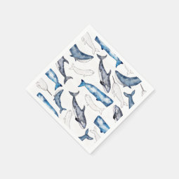 Watercolor Whales Napkins | Zazzle