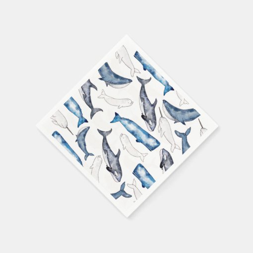 Watercolor Whales Napkins | Zazzle