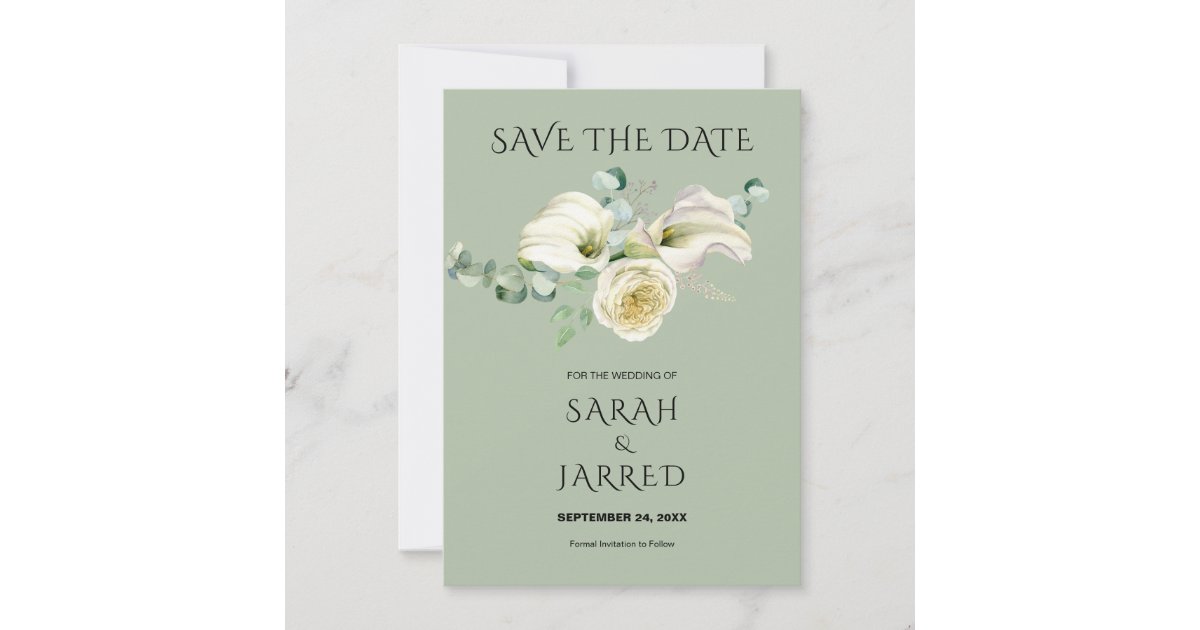 Watercolor White Calla Lilies Bouquet Save The Date | Zazzle