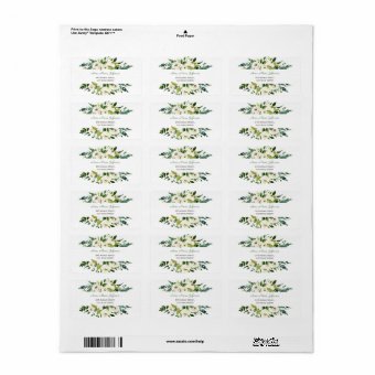 Watercolor White Floral Frame Wedding Label | Zazzle