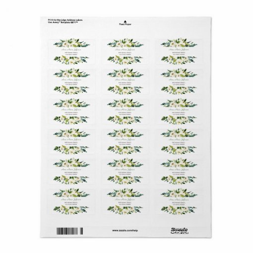 Watercolor White Floral Frame Wedding Label | Zazzle