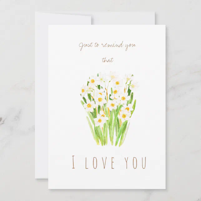 Watercolor White Narcissus Flowers Greeting Card Zazzle