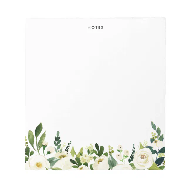 Watercolor White Spring Flowers Personalized Notepad | Zazzle