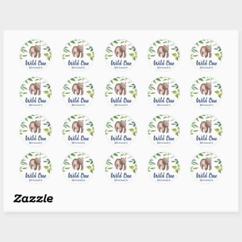 Watercolor Wild One Personalized Stickers | Zazzle