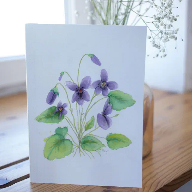 Watercolor Wild Violets Birthday Card | Zazzle