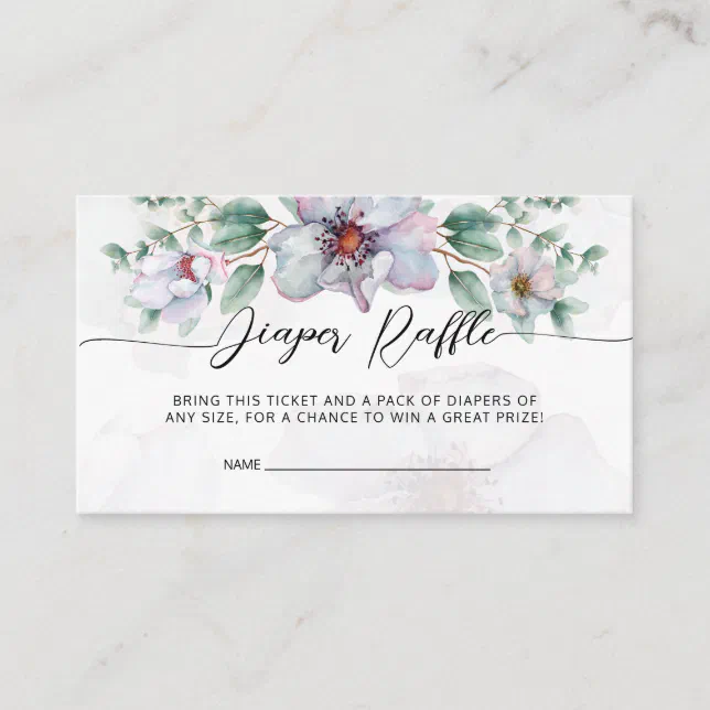 Watercolor wildflower bloom diaper raffle ticket enclosure card | Zazzle