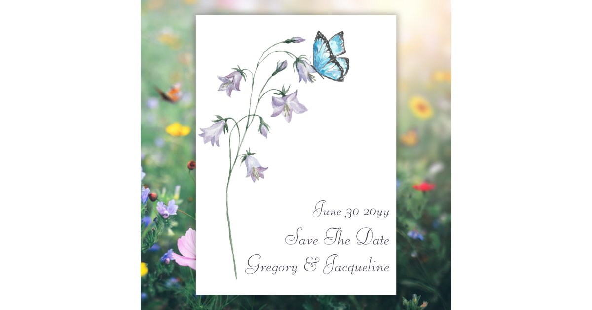 Watercolor Wildflower Butterfly Save The Date Invitation | Zazzle