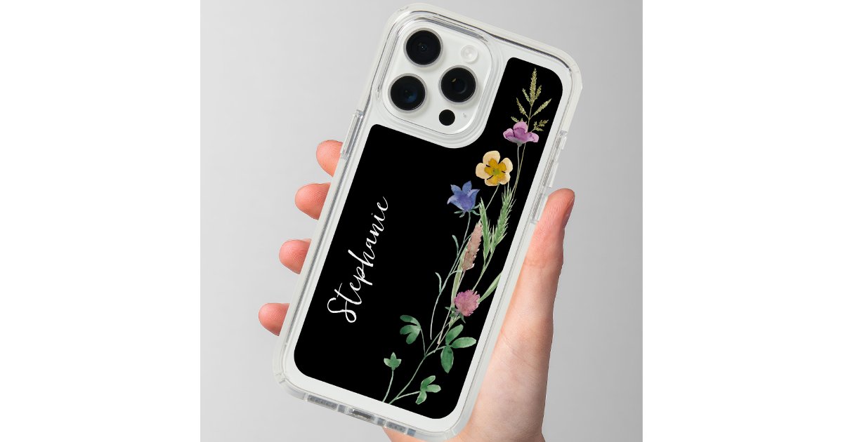 Watercolor Wildflower Custom Name Speck iPhone Case | Zazzle