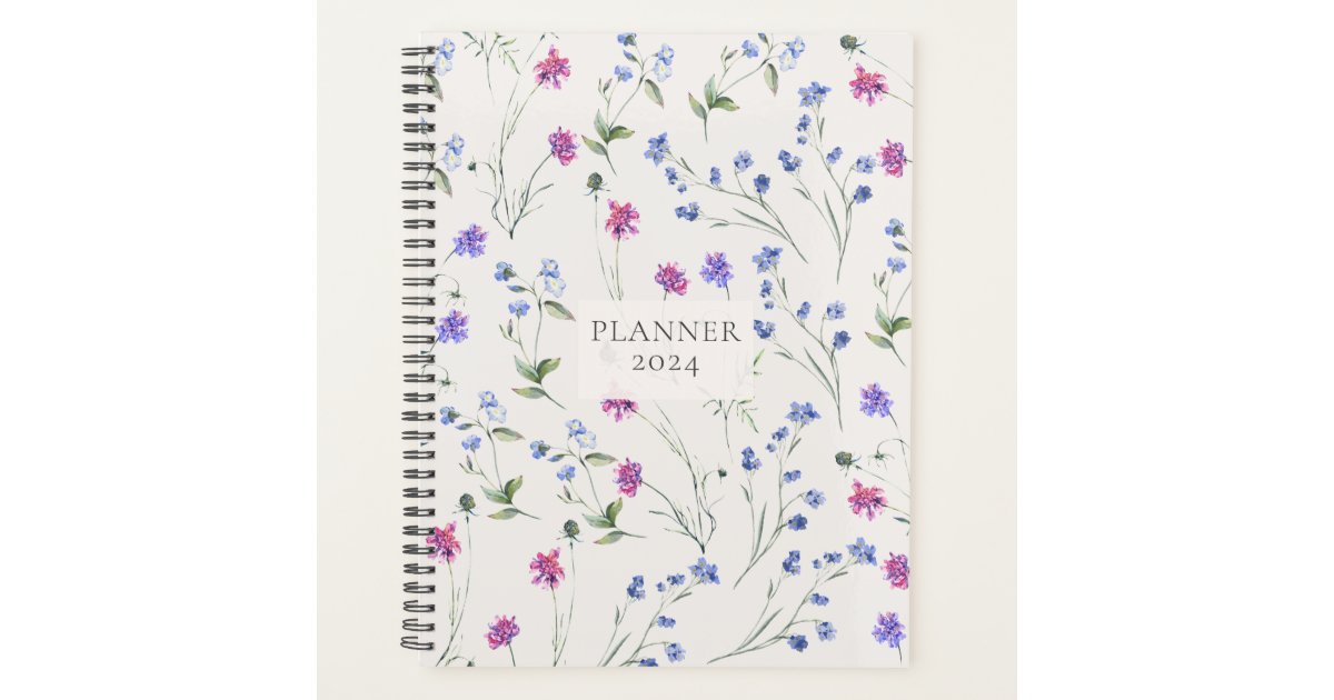 Watercolor Wildflower Floral Pattern Planner | Zazzle