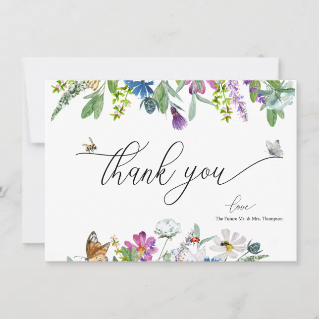 Watercolor Wildflower | Floral Thank You Note Card | Zazzle