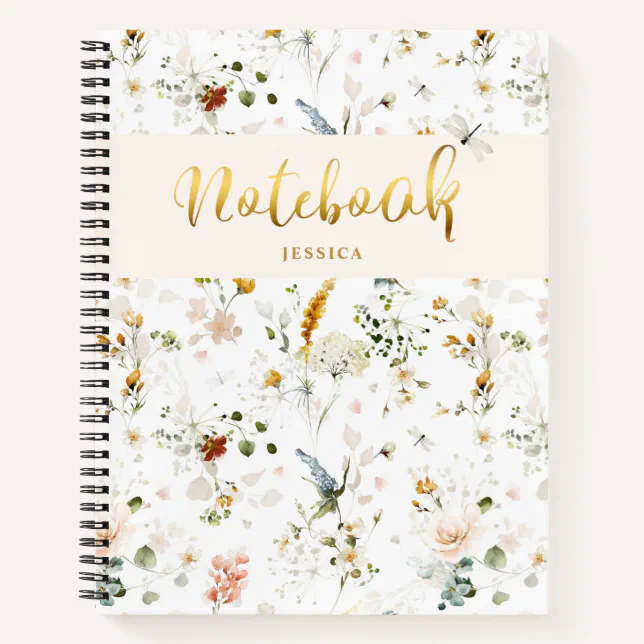 Watercolor Wildflower Garden Monogram Notebook | Zazzle