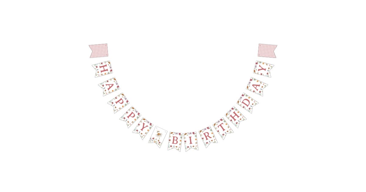 Watercolor Wildflower Happy Birthday Banner | Zazzle