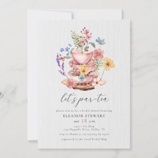 Watercolor Wildflower Lets Partea Bridal Shower Invitation | Zazzle