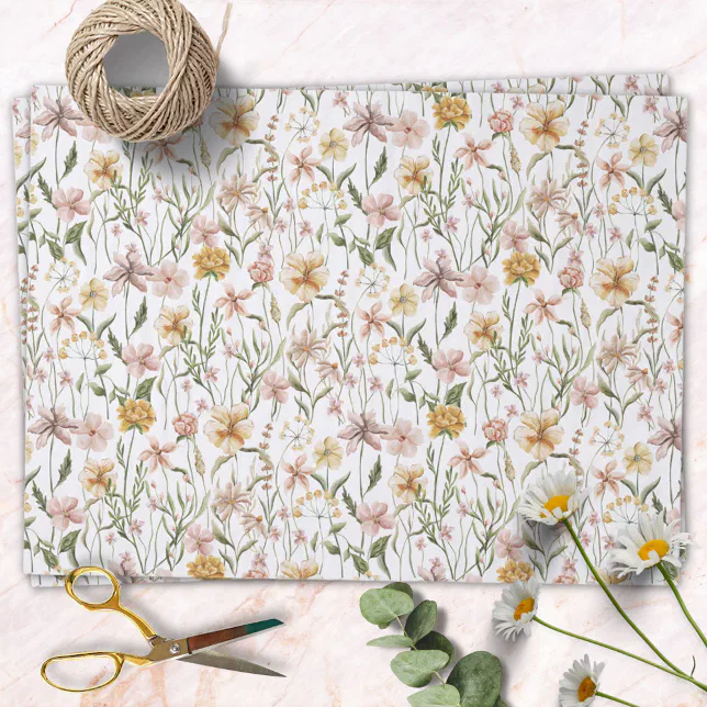 Watercolor Wildflower Meadow Floral Pattern Tissue Paper | Zazzle