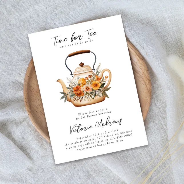 Watercolor Wildflower Tea Party Bridal Shower Invitation | Zazzle