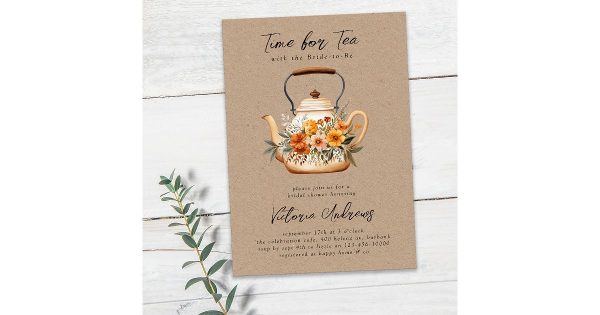 Watercolor Wildflower Tea Party Bridal Shower Invitation | Zazzle