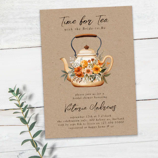 Watercolor Wildflower Tea Party Bridal Shower Invitation | Zazzle