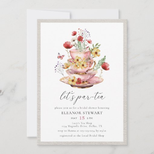 Watercolor Wildflower Tea Party Bridal Shower Invitation | Zazzle