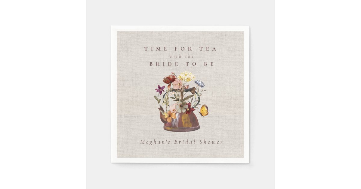Watercolor Wildflower Tea Party Bridal Shower Napkins | Zazzle