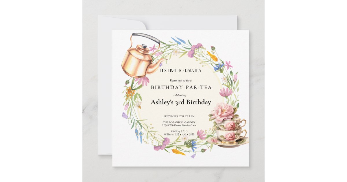 Watercolor Wildflower | Tea Party Invitation | Zazzle