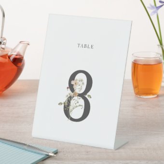 Watercolor Wildflower Wedding Table Number 8 Pedestal Sign | Zazzle