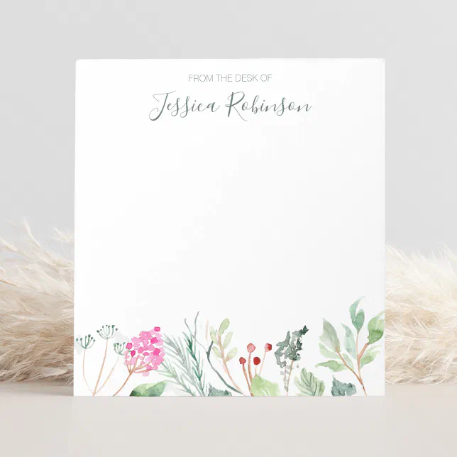 Watercolor Wildflowers Custom Name Floral Notepad | Zazzle