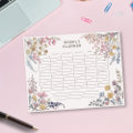 Watercolor Wildflowers light pink weekly planner Notepad | Zazzle
