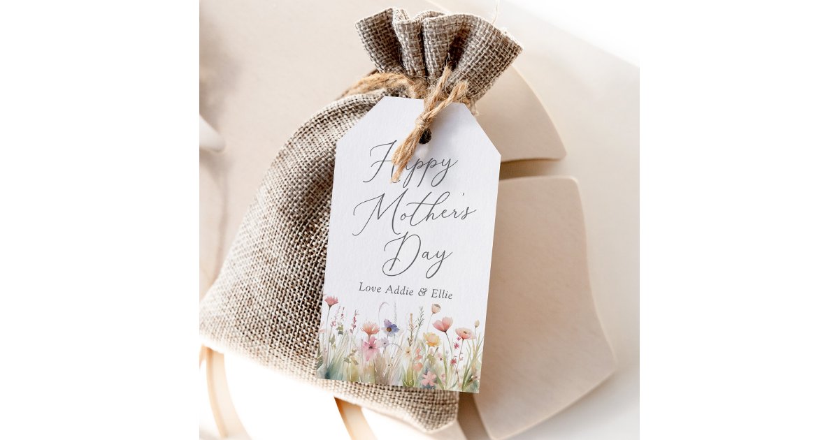 Watercolor Wildflowers Mother's Day Gift Tags | Zazzle