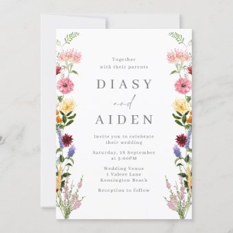 Watercolor Wildflowers Spring Summer Wedding Invitation | Zazzle