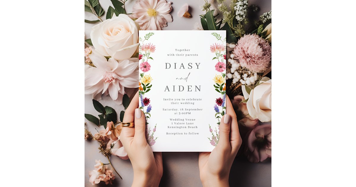 Watercolor Wildflowers Spring Summer Wedding Invitation | Zazzle