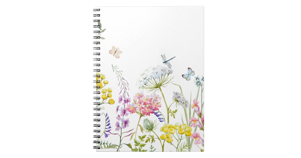 Watercolor Wildflowers Summer Meadow Floral Notebook | Zazzle
