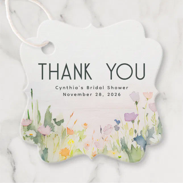 Watercolor Wildflowers Thank You Favor Tags | Zazzle