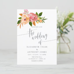 Watercolor wildflowers Wedding Invitation | Zazzle