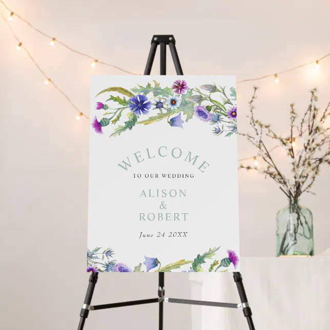 Watercolor wildflowers wedding welcome sign | Zazzle