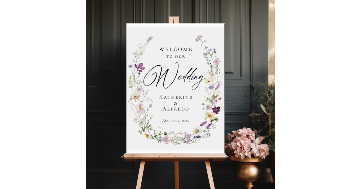 Watercolor wildflowers wedding welcome sign | Zazzle