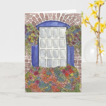 Watercolor Window Flower Box Card | Zazzle