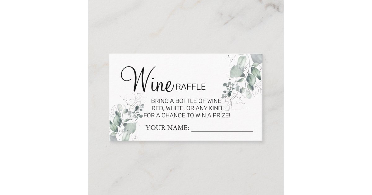 Watercolor Wine raffle ticket Bridal Shower card | Zazzle