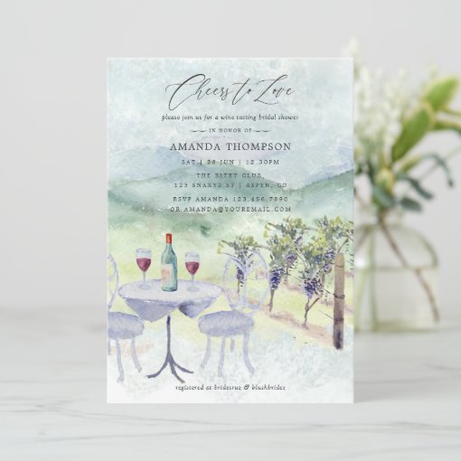 Watercolor Wine Tasting Themed Bridal Shower Invitation Zazzle