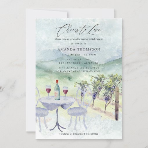 Watercolor Wine Tasting Themed Bridal Shower Invitation Zazzle