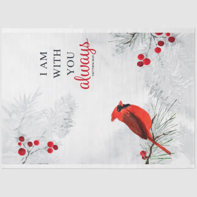 Watercolor Winter Cardinal Decoupage Tissue Paper | Zazzle