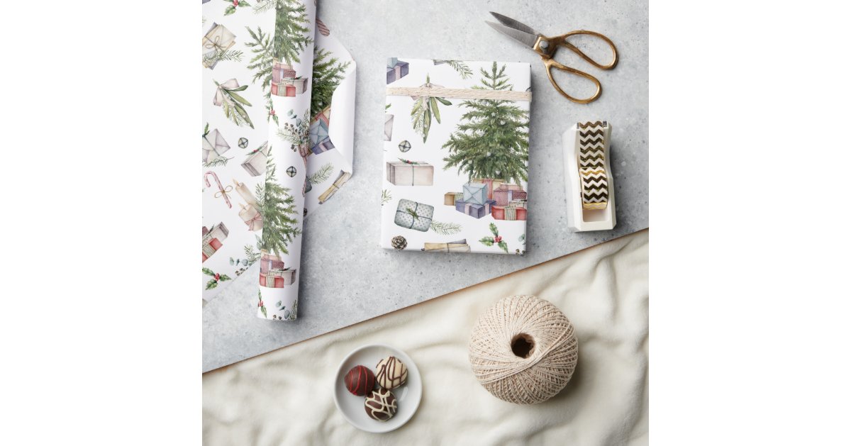 Watercolor Winter Christmas Holidays Wrapping Paper | Zazzle