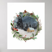 Watercolor Winter Forest Christmas Poster | Zazzle
