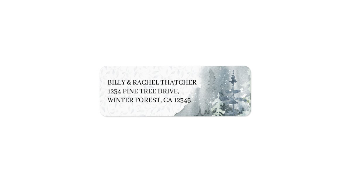 Watercolor Winter Forest Elegant Label | Zazzle
