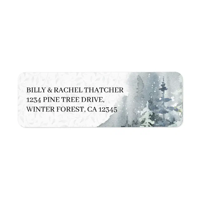 Watercolor Winter Forest Elegant Label | Zazzle