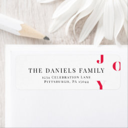 Watercolor Winter Red Joy Label | Zazzle