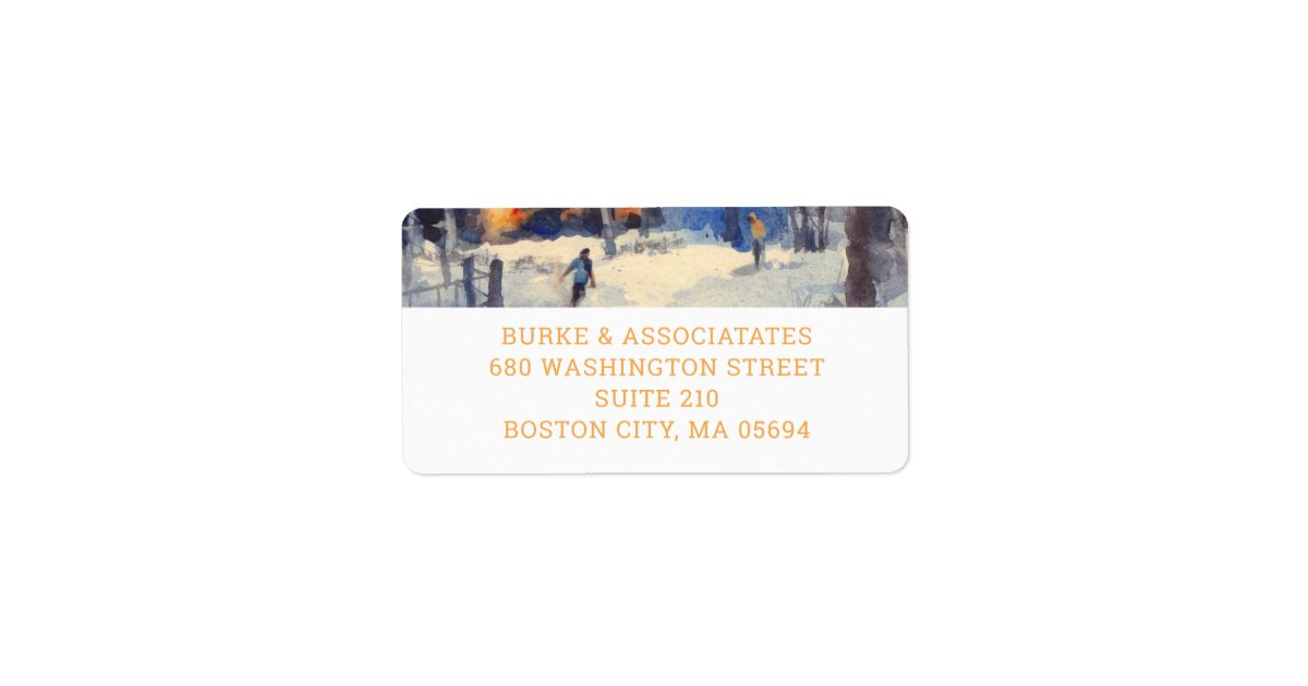 Watercolor Winter Scene Business Return Address Label | Zazzle