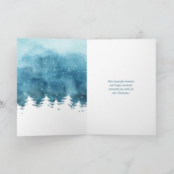 Watercolor Winter Scene Christmas Photo Holiday Card | Zazzle