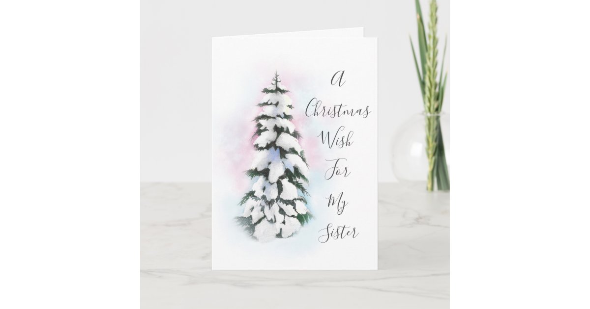 Watercolor Winter Tree Vignette Card | Zazzle